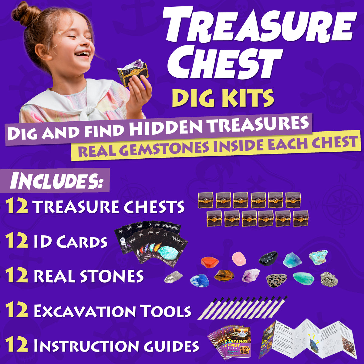 Buy Treasure Chest Dig Kit Party Pack | Real Gems & Crystals